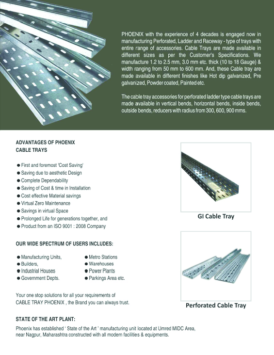 Phoenix Cable Trays Nagpur, Perforated, Ladder Type, G I Cable Tray ...